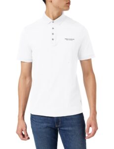 a|x armani exchange mens short sleeve milano/new york logo jersey polo shirt, white, medium us