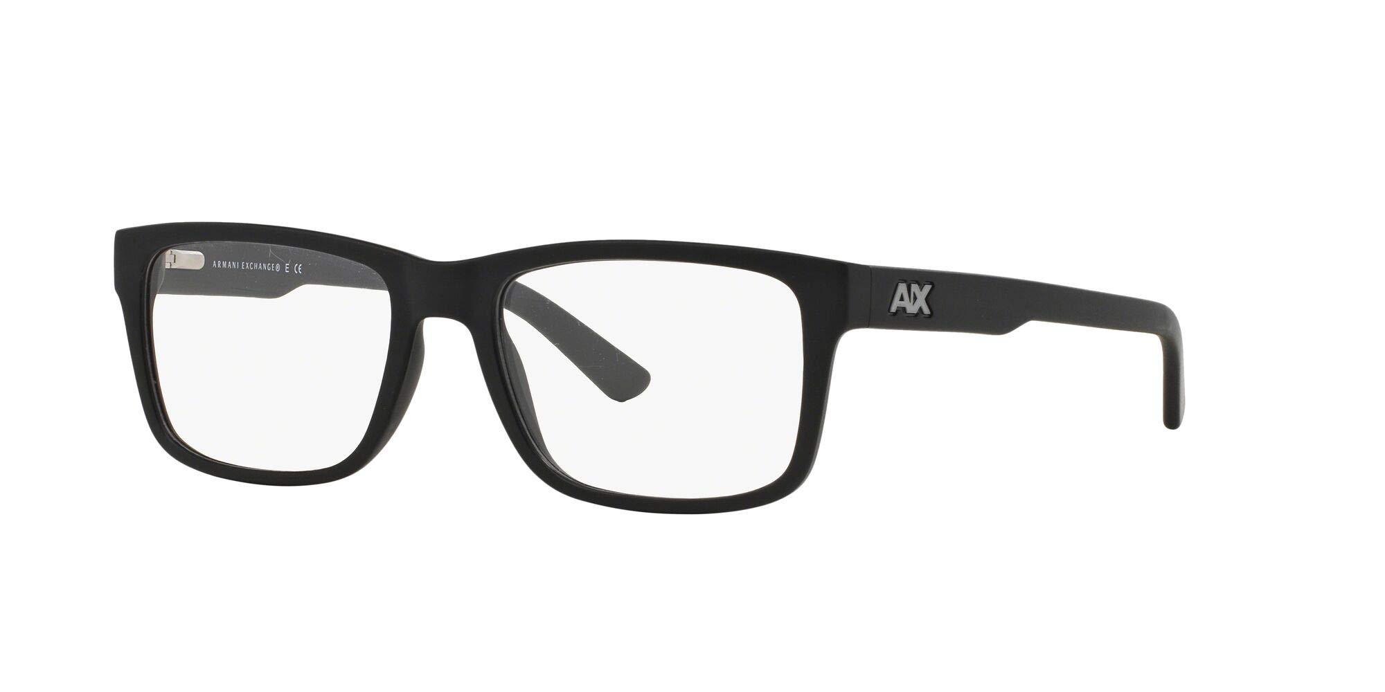 A|X ARMANI EXCHANGE Men's AX3016 Square Prescription Eyewear Frames, Black/Demo Lens, 53 mm