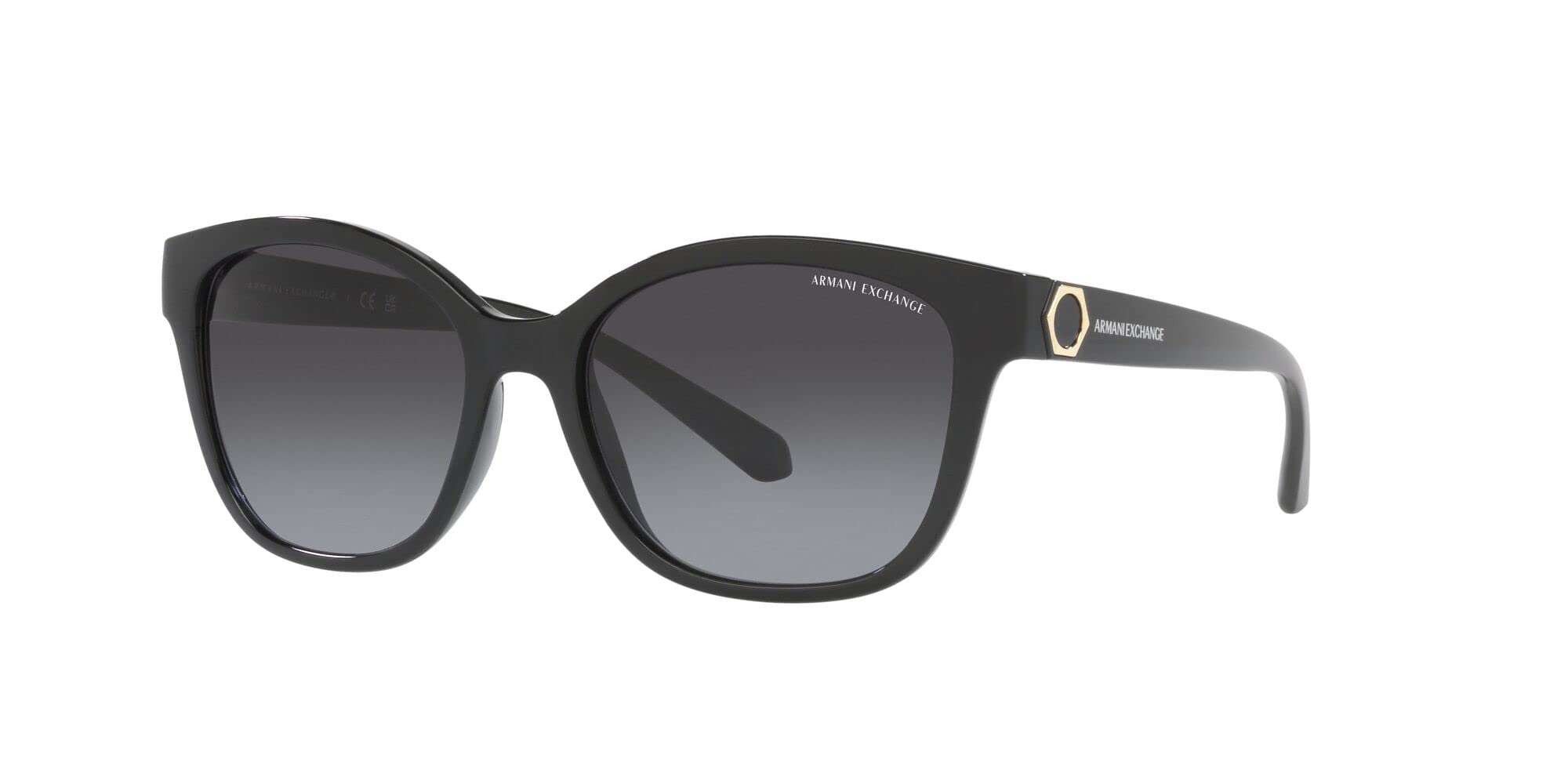 A|X ARMANI EXCHANGE Women's Ax4127s Cat Eye Sunglasses, Shiny Black/Gradient Grey, 54 mm