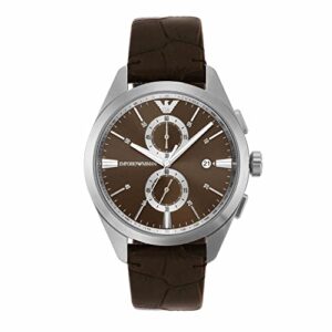 emporio armani men's chronograph brown leather watch (model: ar11482)