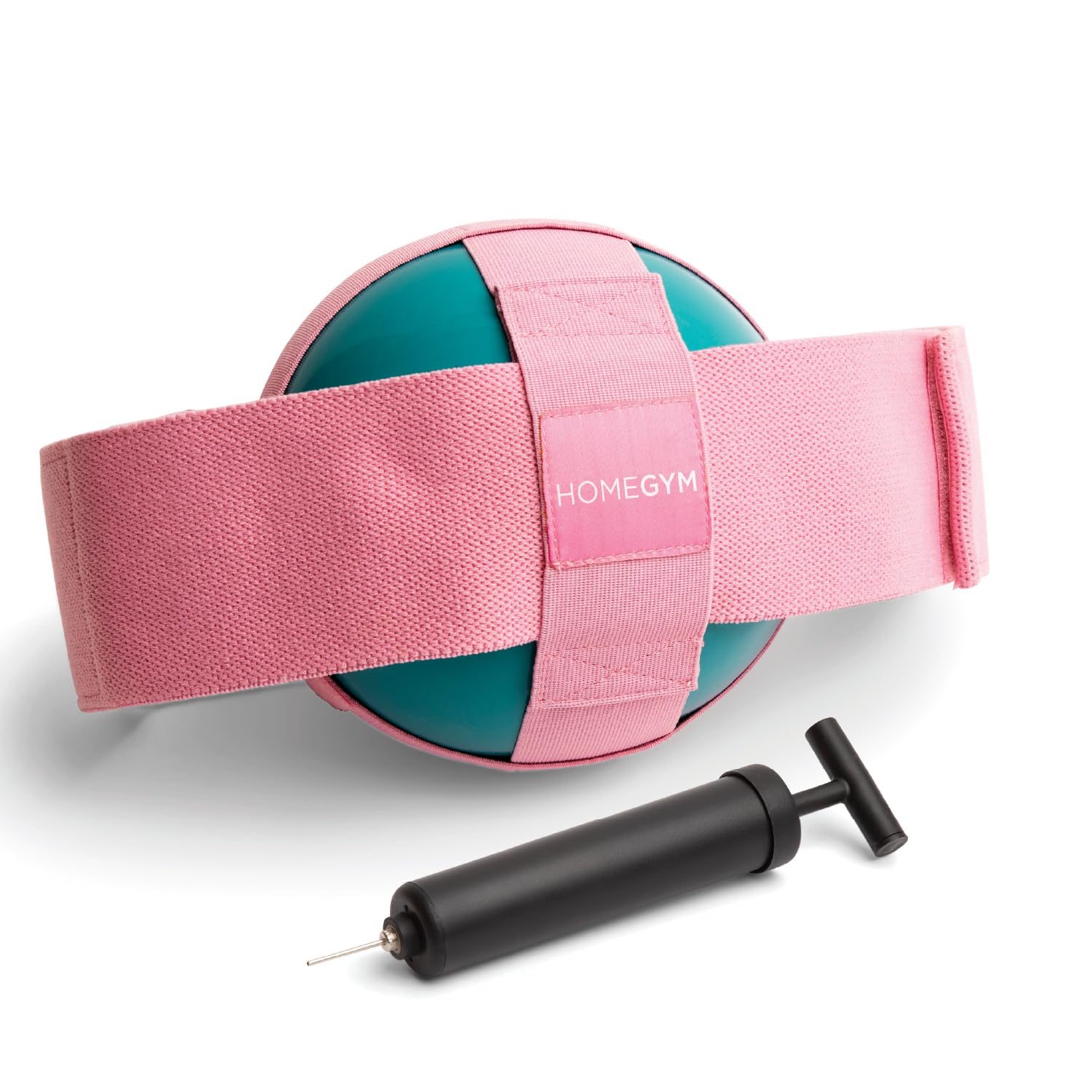 Home Gym Exercise Thigh Toner with Adjustable 3lb Rubber Workout Ball , Includes Air Pump - Pink