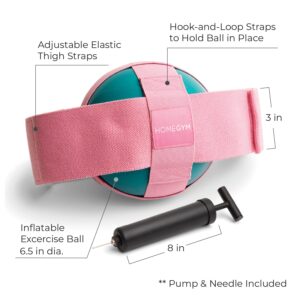 Home Gym Exercise Thigh Toner with Adjustable 3lb Rubber Workout Ball , Includes Air Pump - Pink