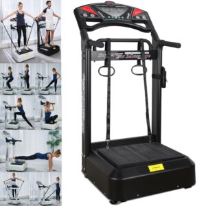 dqgm vibrating plate exercise machine, whole body vibration platform with arm vibrating pull bands, cardio training fitness vibration equipment for home gym workout