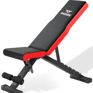 woze adjustable weight bench, foldable workout bench for full body strength training, multi-purpose decline incline bench for home gym - new version