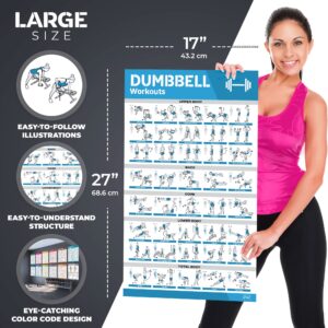 [12-PACK] Laminated Large Workout Poster Set - Perfect Workout Posters for Home Gym - Exercise Charts Incl. Dumbbell, Yoga Poses, Resistance Band, Kettlebell, Stretching & More Fitness Gym Posters