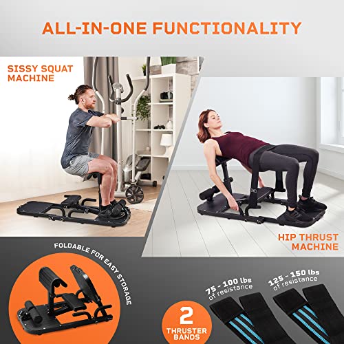 Lifepro GluteBlast Hip Thrust Machine - Premium Squat & Glute Machine Workout Equipment for at Home Gym with Resistance Bands - Multipurpose Glute Bench Targets Glutes, Hips & Thighs