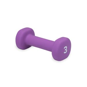 gaiam dumbbell hand weight (sold in singles) - neoprene coated exercise & fitness dumbbell for home gym workouts and strength training - free weights for women and men (3lb, purple)