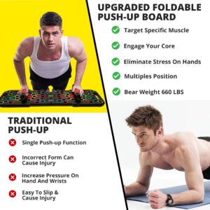 Push Up Board For Men & Women – 60 in 1 Foldable Pushup Board For Home Gym & Office - 60+ Color Code With Multi-Functional Home Workout Equipment - AB Roller, Hand Grip, Jumping Rope - ACTIVE APEX