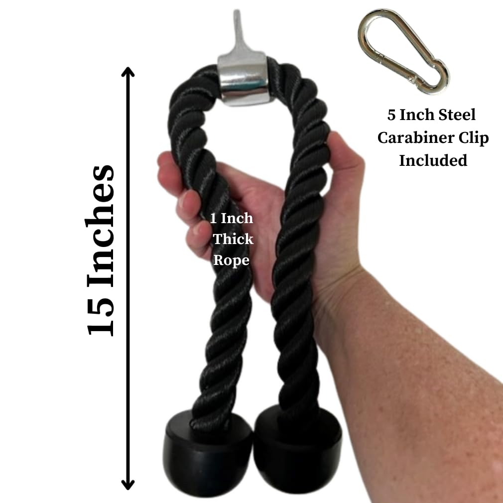 Evelots Tricep Rope Cable Attachment 28 Inch - Fitness Machine Pull Down Workout Rope with Steel Carabiner/Home Exercise Gym