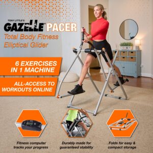 Gazelle Tony Little Pacer Total Body Fitness Workout Exercise Elliptical Glider Supports Up to 250 Pounds with Low Impact Design for Home Gym, Gray