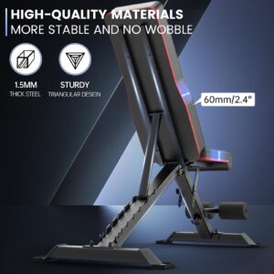 PASYOU Adjustable Weight Bench Press - 700lbs / 318kg Load Foldable Workout Bench, Full Body Strength Training Benches for Home Gym (9x4x3 Positions)