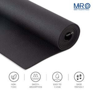 MRO Extra Large Exercise Mat 6' x 15' x 7mm, High-Density Workout Mats for Home Gym Flooring, Non-Slip, Extra Thick Durable Cardio Mat, and Ideal for Plyo, MMA, Jump Rope (Black)