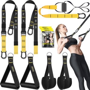 scanditech rraining kit, workout straps for home, adjustable resistance trainer with handles, door anchor and carrying bag for gym