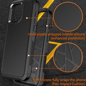 Diverbox for iPhone 15 Pro Max Case [Shockproof] [Dropproof] [Tempered Glass Screen Protector ],Heavy Duty Protection Phone Case Cover for Apple iPhone 15 pro max 6.7 inch (Black -3in1)