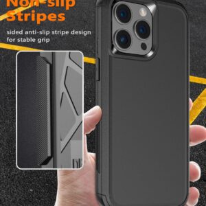 Diverbox for iPhone 15 Pro Max Case [Shockproof] [Dropproof] [Tempered Glass Screen Protector ],Heavy Duty Protection Phone Case Cover for Apple iPhone 15 pro max 6.7 inch (Black -3in1)