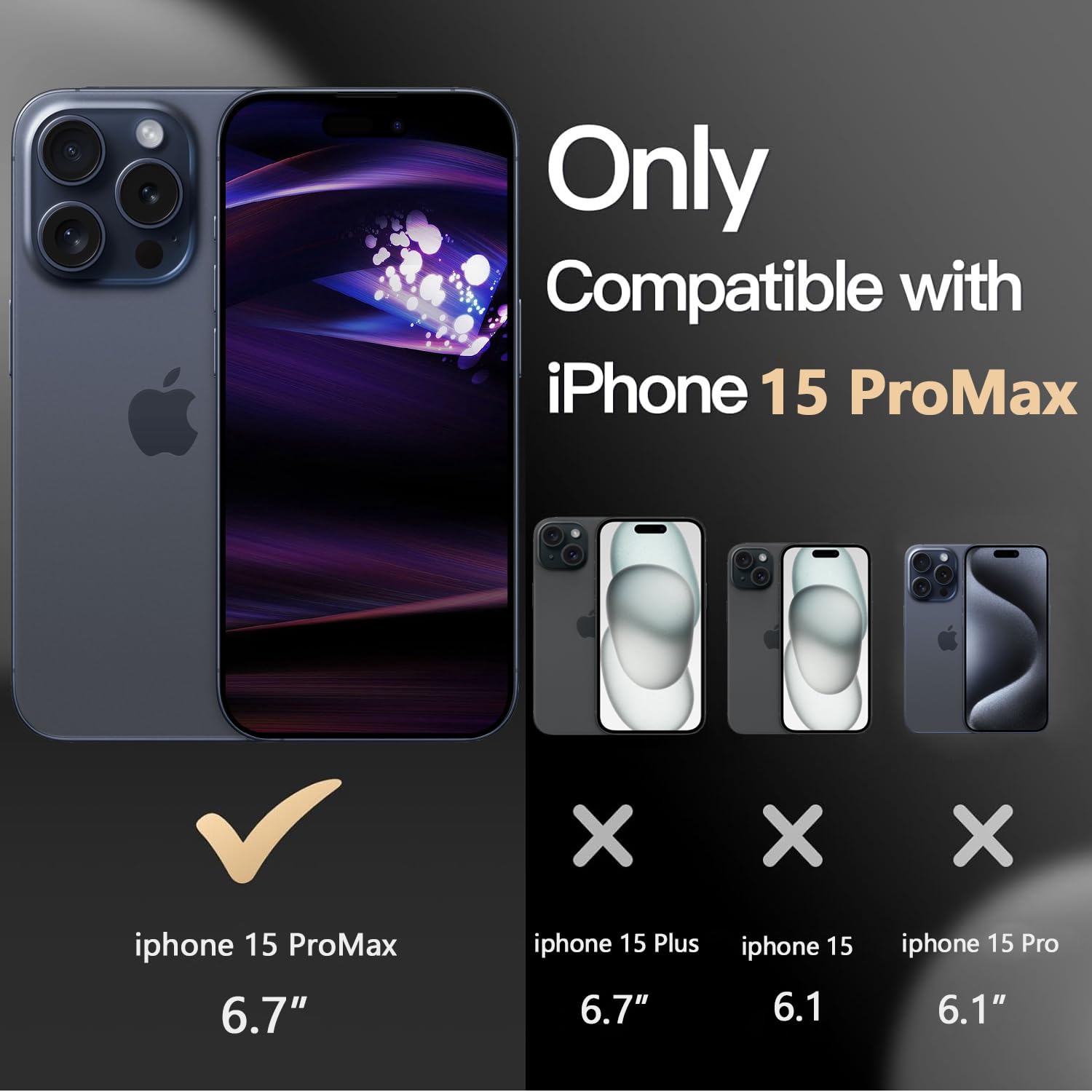 Diverbox for iPhone 15 Pro Max Case [Shockproof] [Dropproof] [Tempered Glass Screen Protector ],Heavy Duty Protection Phone Case Cover for Apple iPhone 15 pro max 6.7 inch (Black -3in1)