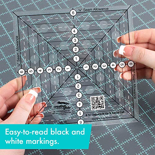 Creative Grids 6-1/2in Square It Up or Fussy Cut Square Quilt Ruler - CGRSQ6