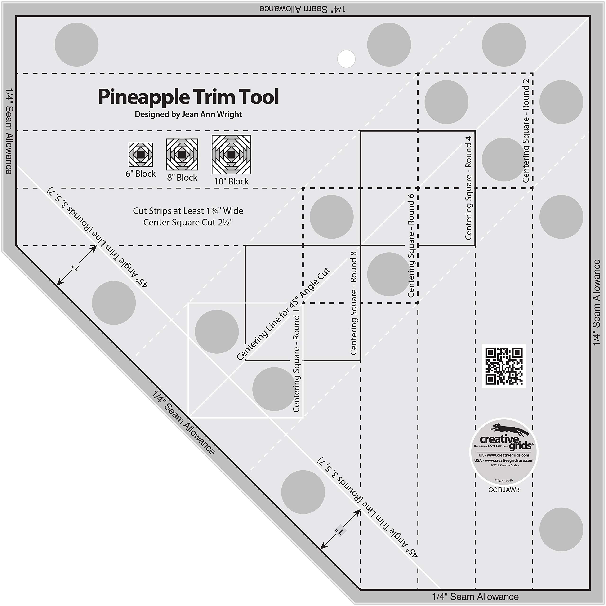 Creative Grids Pineapple Trim Tool for 6, 8 or 10in Finished Blocks - CGRJAW3