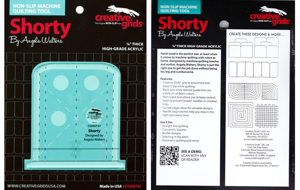 Creative Grids Machine Quilting Tool 4 Pack Squiggy, Archie, Shorty, Slim