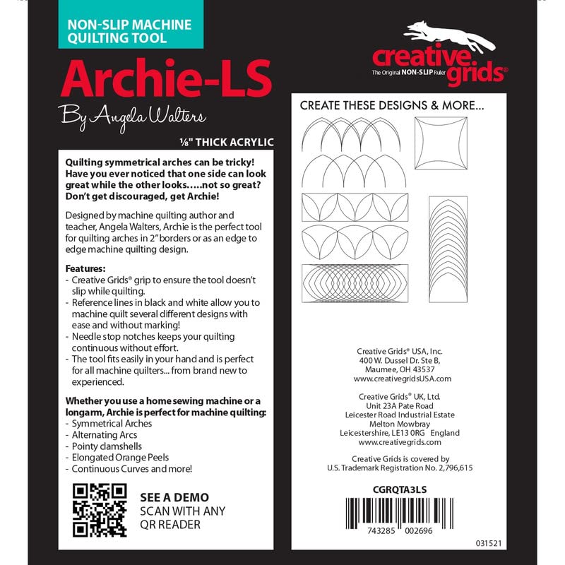 Creative Grids Low Shank Machine Quilting Tool Archie - CGRQTA3LS