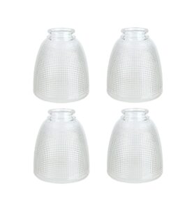 aspen creative 23111-4 contemporary style clear with grid pattern shade, 2-1/8" fitter size, 5-1/8" high x 4-1/2" diameter, 4 pack replacement glass