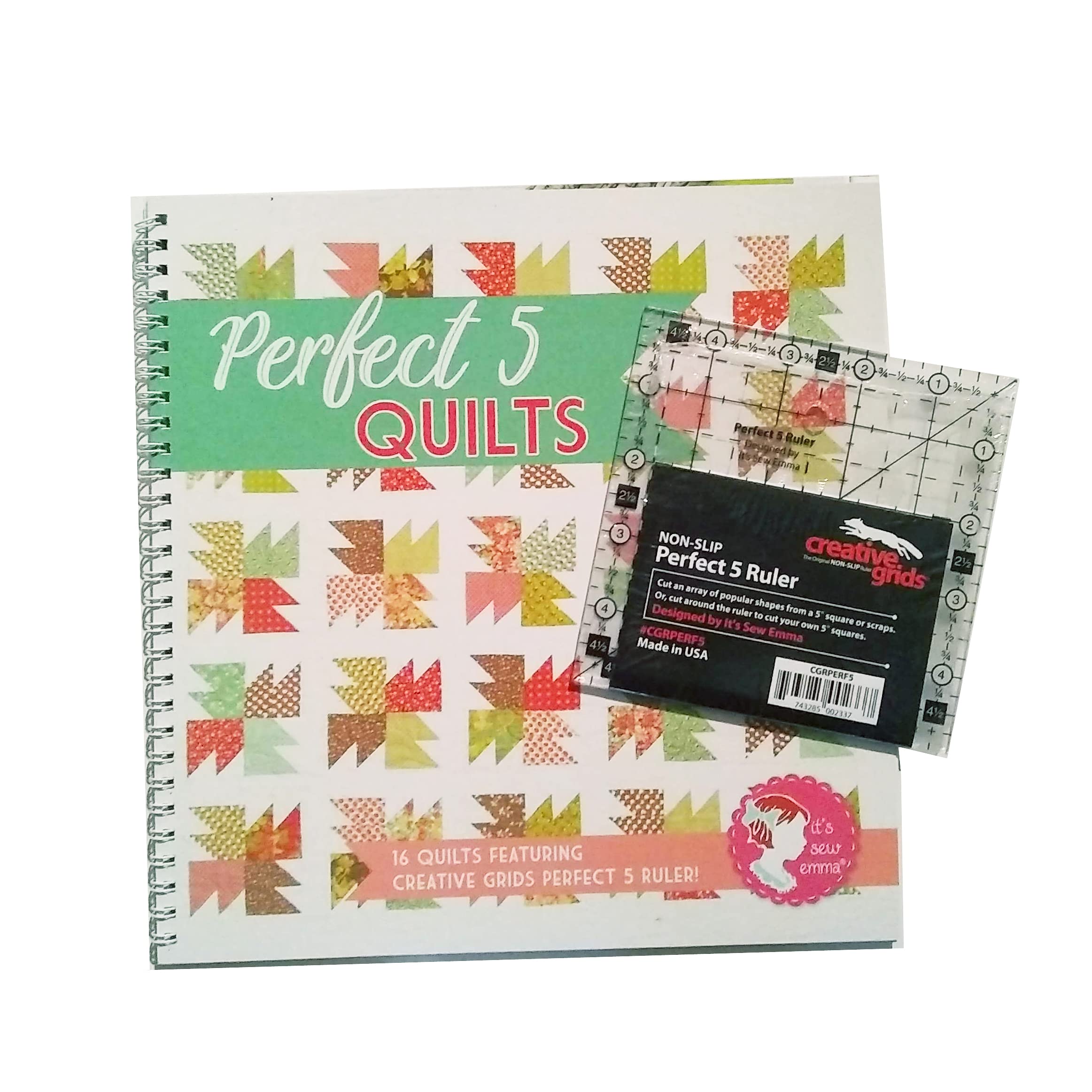 Creative Grids It's So Emma's Perfect 5 Quilts Book Perfect 5 Ruler (cgrPERF5) Bundle