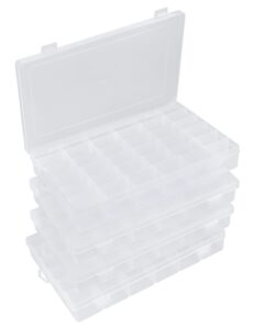 hlotmeky bead organizer 36 grids 4 pack clear plastic parts organizer box 3600 tackle box craft storage compartment divided container