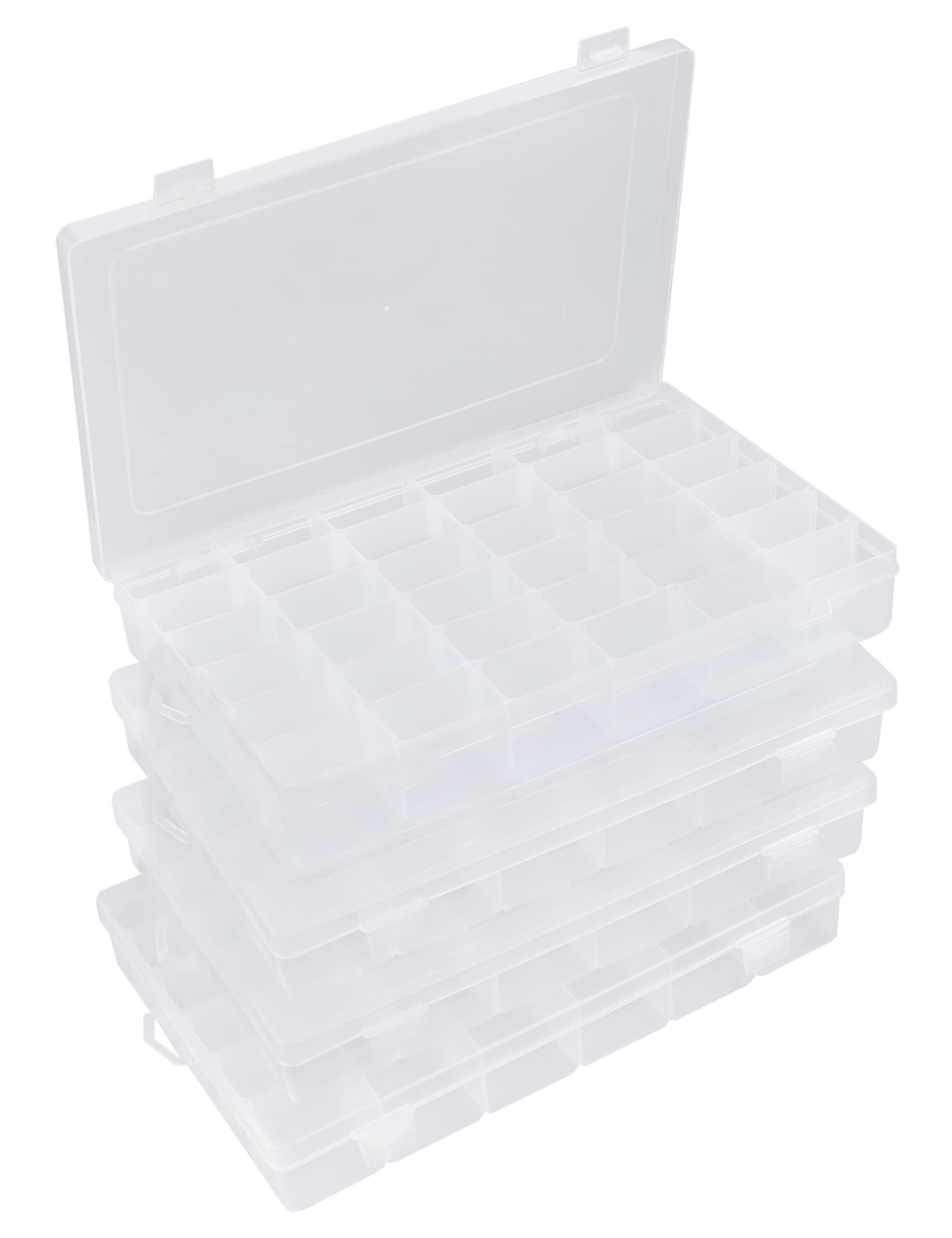 Hlotmeky Bead Organizer 36 Grids 4 Pack Clear Plastic Parts Organizer Box 3600 Tackle Box Craft Storage Compartment Divided Container