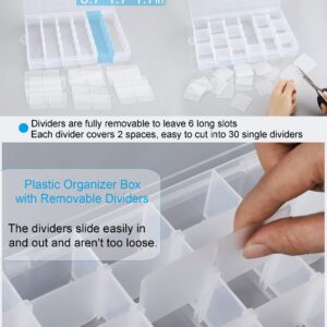 Hlotmeky Bead Organizer 36 Grids 4 Pack Clear Plastic Parts Organizer Box 3600 Tackle Box Craft Storage Compartment Divided Container