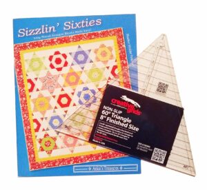 creative grids the sizzzlin' sixties quilts book by anka's treasures & the 60-degree triangle (8" finished) ruler cgrt60 bundle