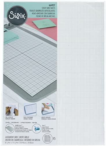 Sizzix Sizzx Accessory Sticky Grid Sheets 8 1/4" x 11 5/8" 5PK | 664927 | Chapter 3 2022, Multicolor