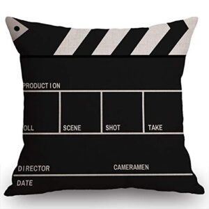 swono throw pillow case movie lapper board cotton linen square cushion cover standard pillowcase for men women home decorative sofa armchair bedroom livingroom 18 x 18 inch