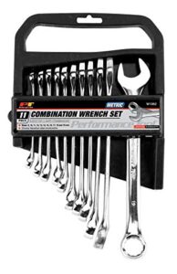 performance tool w1062 11 piece metric combo wrench set with case | premium mirror polished chrome vanadium steel, black