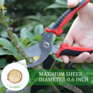 6 Pcs Garden Pruning Shears Bulk Heavy Duty Gardening Scissors Stainless Steel Blades Gardening Shears Handheld Bypass Garden Pruners Manual Plant Clippers for Flower Trimming Secateurs Gardening Tool