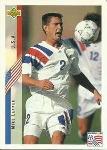 1994 upper deck world cup contenders english/spanish #28 mike lapper usa soccer card in raw (nm or better) condition