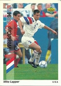 1993 upper deck world cup preview (english/spanish) #2 mike lapper rc usa official fifa wc soccer card in raw (nm or better) condition