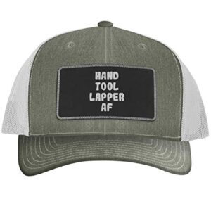 hand tool lapper af - leather black patch engraved trucker hat, heather-white, one size