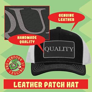 World's Okayest Hand Tool Lapper - Leather Black Patch Engraved Trucker Hat, Black-White, One Size