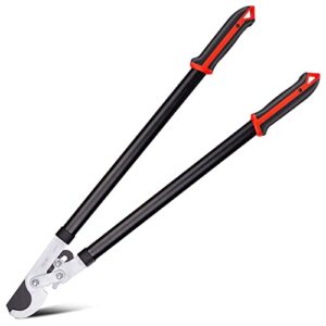 kapoo bypass lopper with compound action, 30 inch tree trimmer, hand loppers with 1.75" cutting capacity tree pruner chops thick branches with ease, black, (loopers-b02)