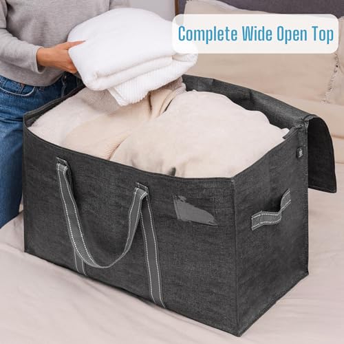 VENO 10 Pack Moving Bags, Moving Supplies, Moving Boxes, College Packing Storage Boxes with Lids Alternative, Heavy Duty Totes, Extra Large, Sturdy Handles, Zipper, for Packaging (Dark Gray, 10 Pack)