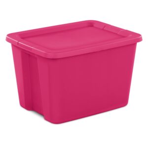 TamsOi 18 Gallon Tote Box Plastic, Fuchsia Burst, Set of 8