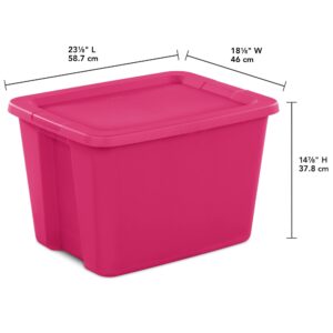 TamsOi 18 Gallon Tote Box Plastic, Fuchsia Burst, Set of 8