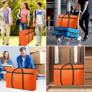 CIVJET 2 Pack Moving Bags Heavy Duty Extra Large with Strong Zippers, Storage Tote Bag for Space Saver for College Students, Moving Supplies/Boxes with Handles for Clothes, Storage Containers (Orange)