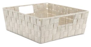 whitmor woven strap shelf tote latte, 1 count (pack of 1)