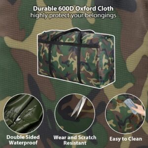 2 Packs Camouflage 100L Extra Large Moving Bags, Heavy Duty Storage Bags, 600D Oxford Cloth Wrap Around Handles Double Zipper, Waterproof Reusable Convenient (100L - 2 Packs)