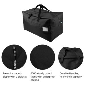 AMJ 2 Pack Extra Large Moving Bags with Zippers & Carrying Handles, Heavy-Duty Storage Tote for Space Saving Moving Storage, Black Moving Totes,Packing Bags for Moving