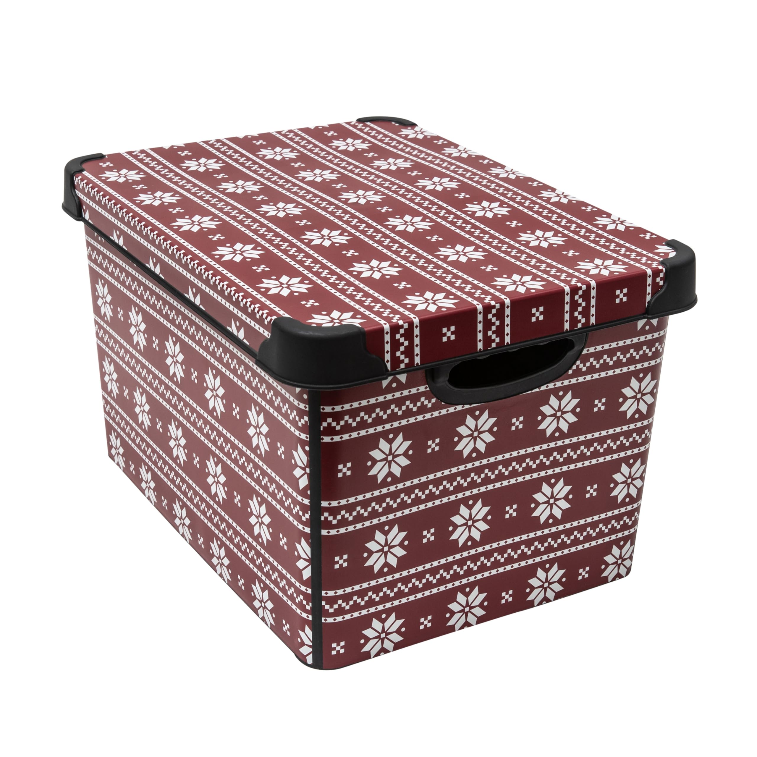 Simplify Holiday Sweater Design Storage Bin | Christmas Tote | Holiday Décor Decorations Organizer | Lidded | Stackable | Red