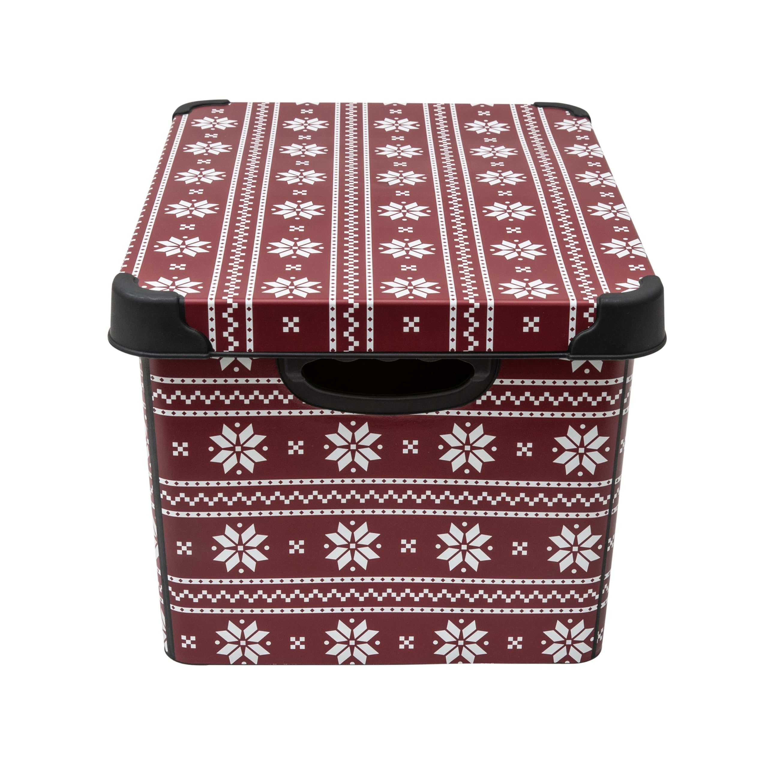 Simplify Holiday Sweater Design Storage Bin | Christmas Tote | Holiday Décor Decorations Organizer | Lidded | Stackable | Red