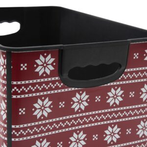 Simplify Holiday Sweater Design Storage Bin | Christmas Tote | Holiday Décor Decorations Organizer | Lidded | Stackable | Red