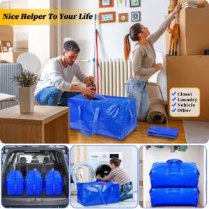 8-Pack Extra Large Moving Bags, Heavy Duty Storage Bags w/Strong Handle & Zippers, Storage Tote for Space Saving, Alternative to Moving Boxes, Bags for Clothing Dorm Travel Packing Supplies (Blue)